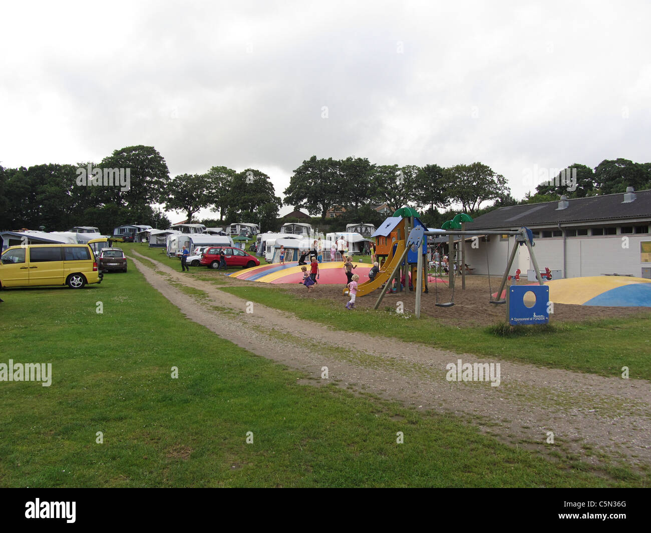 Danish campsite with play ground, Krusa, Jutland, Denmark Stock Photo ...