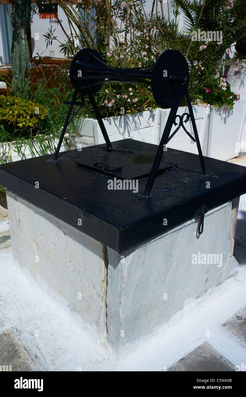 One of the three wells Mykonos Greece Stock Photo - Alamy