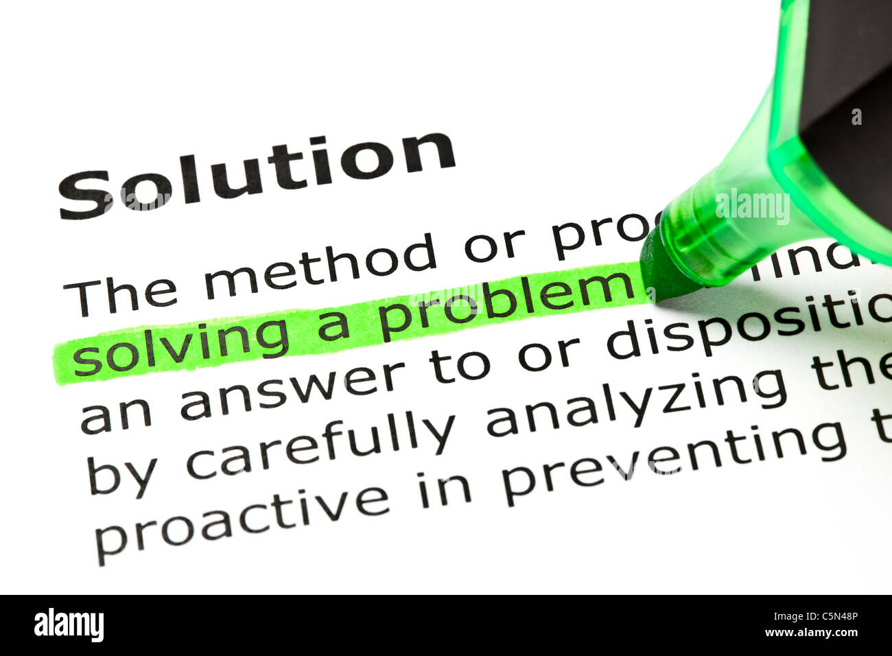 'Solving a problem' highlighted in green, under the heading 'Solution ...