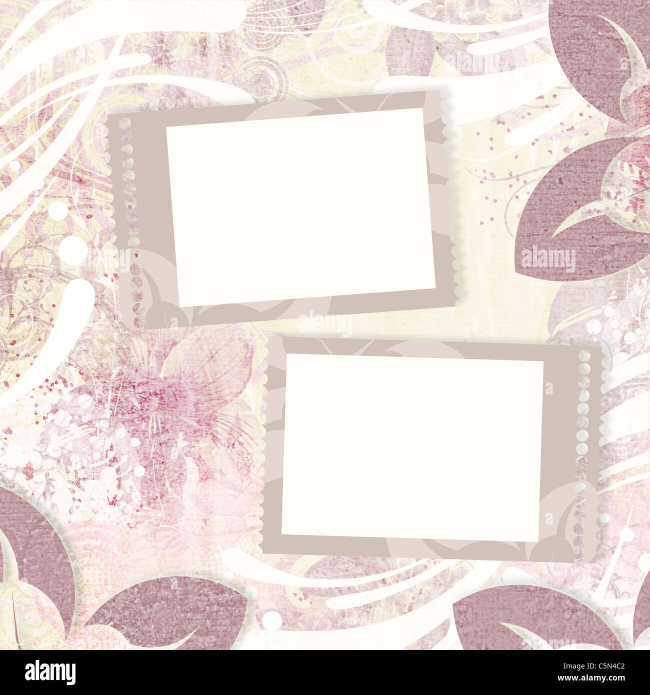 Vintage floral background and two frames Stock Photo - Alamy