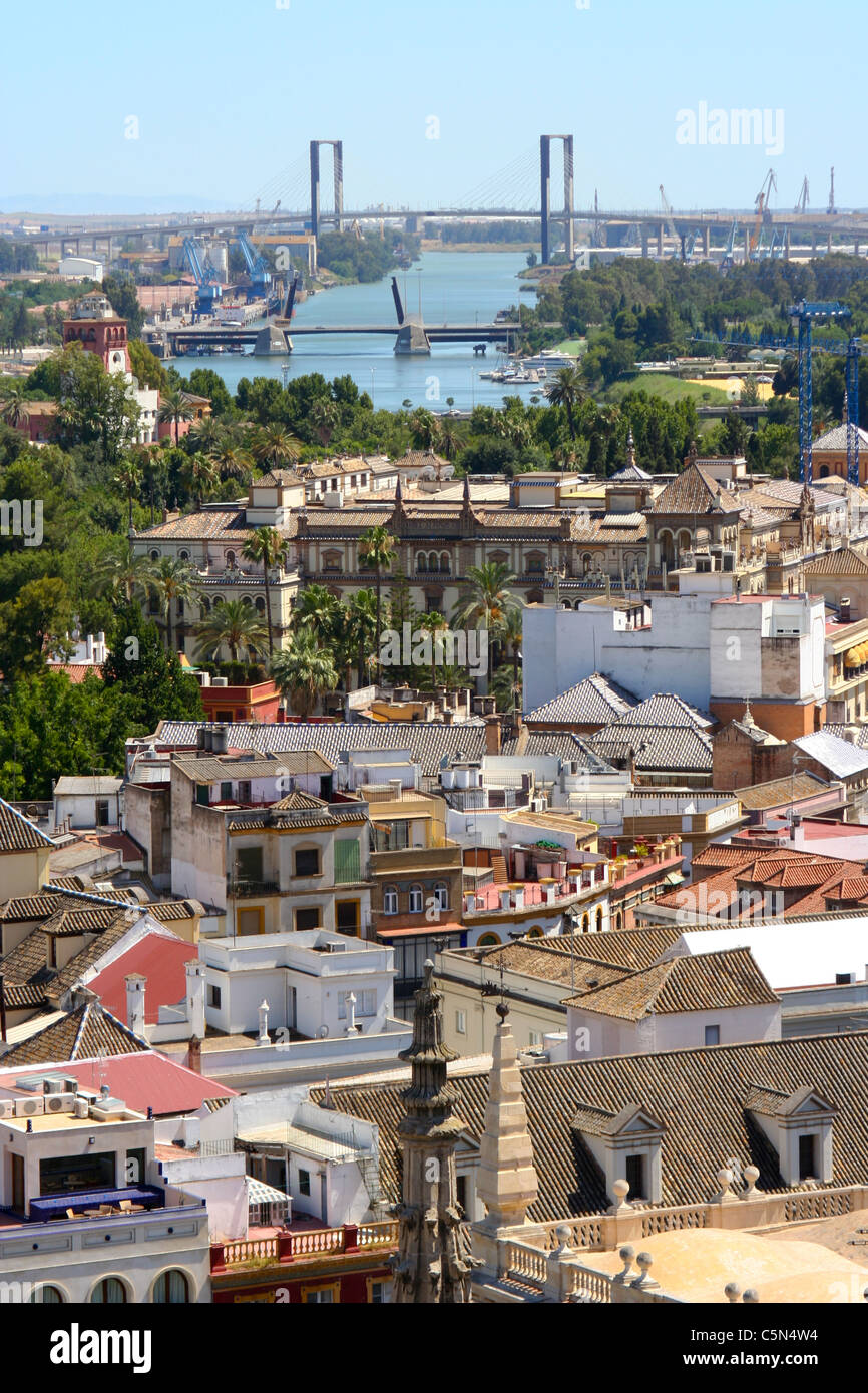 Seville skyline looking towards the harbour Stock Photo - Alamy