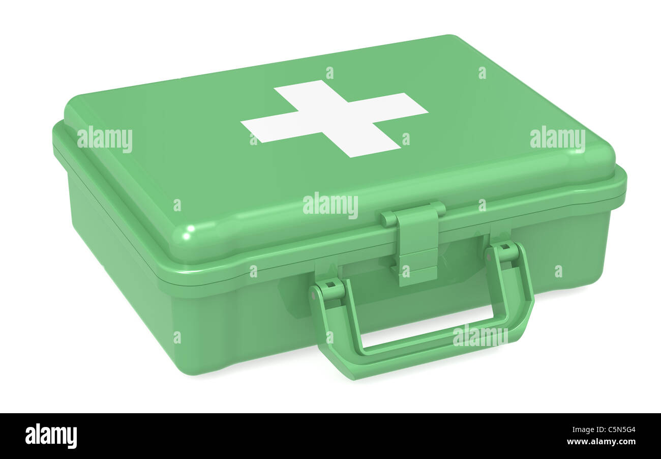 First aid kit. Green, isolated Stock Photo - Alamy