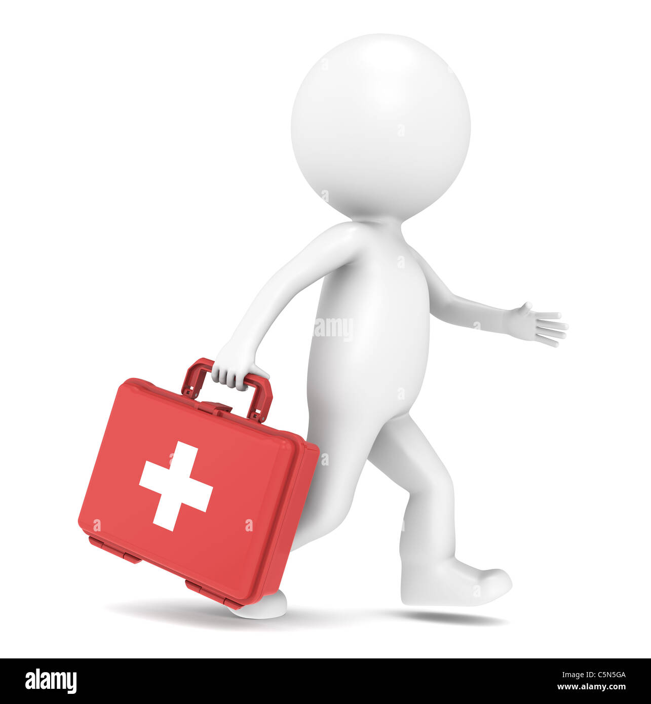 3D little human character running with a First Aid Kit Stock Photo - Alamy