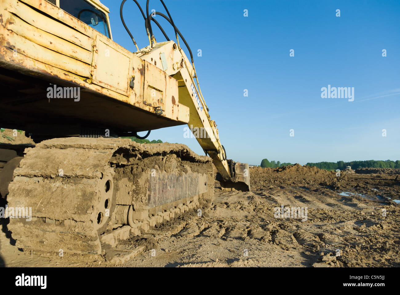 digger, Heavy Duty construction equipment parked at work site Stock ...