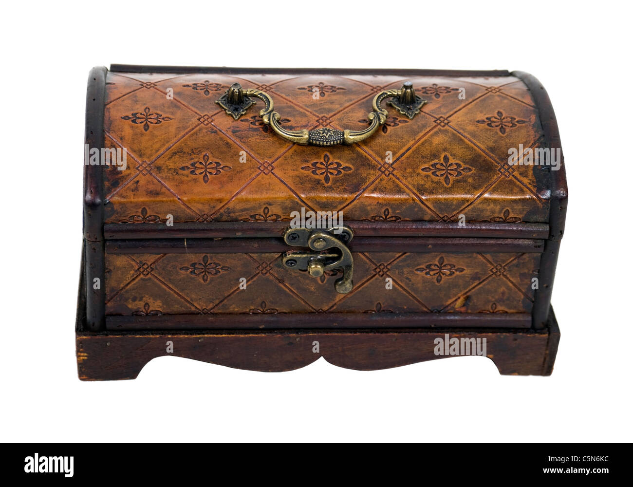 Fancy pressed leather box with antique lock used to store items - path ...