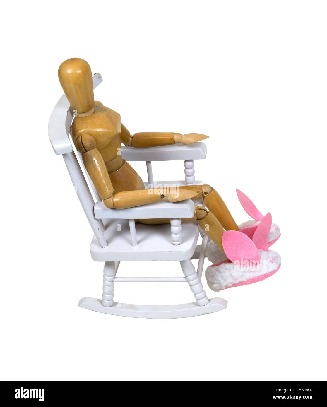 Relaxing in a rocking chair wearing fuzzy bunny slippers with large ...