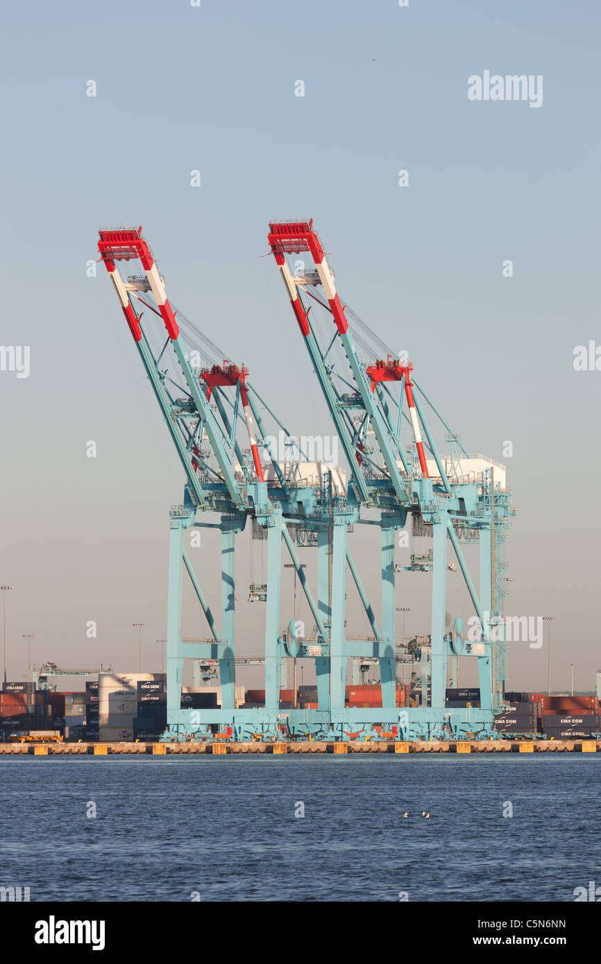 Container cranes at the A.P. Moller–Maersk facility in the Port Newark ...