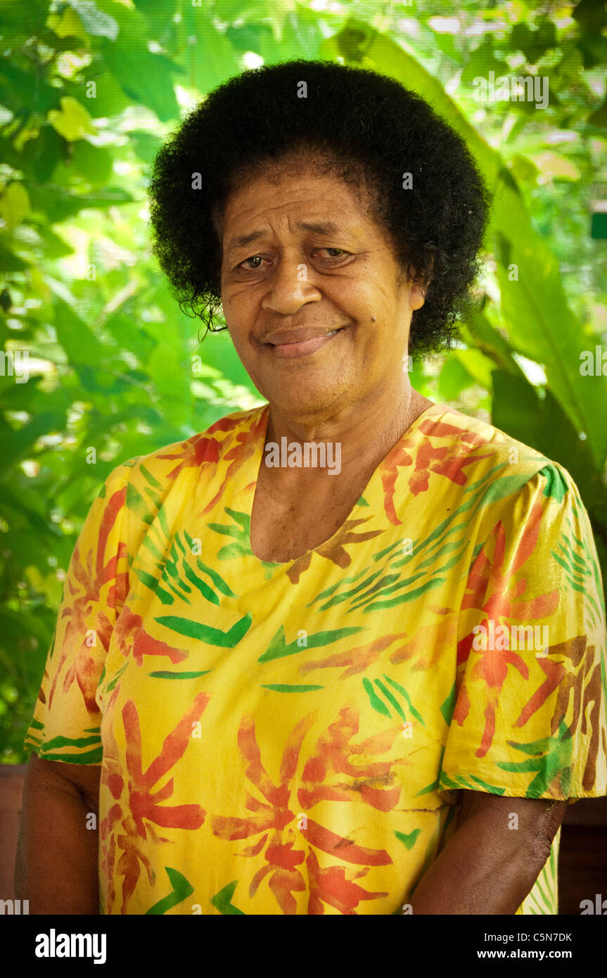 Bulou Talili, owner of Bulou's Eco Lodge, Navala Village, Viti Levu ...