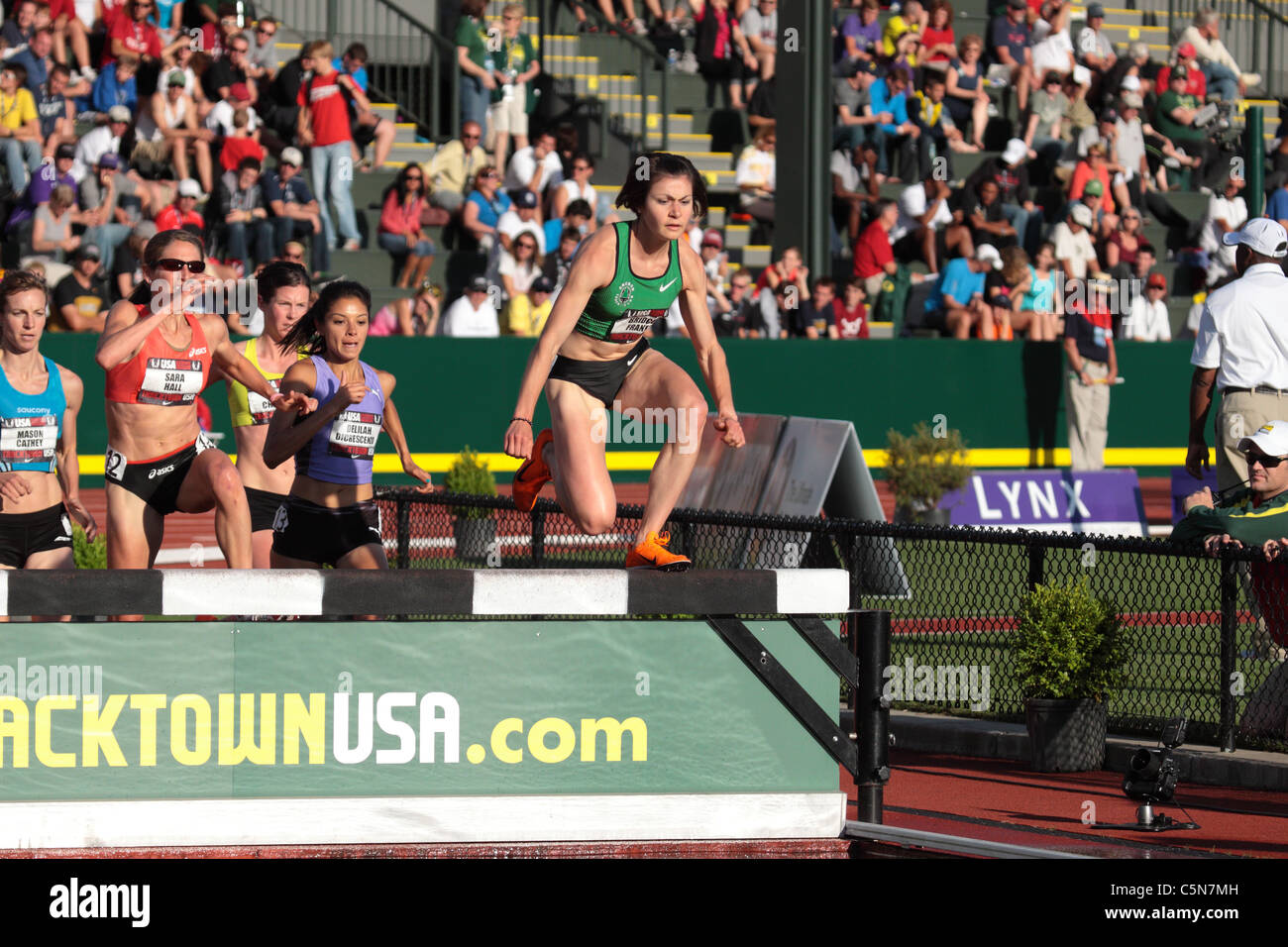 Athletes steeplechase jump barrier hi-res stock photography and images ...