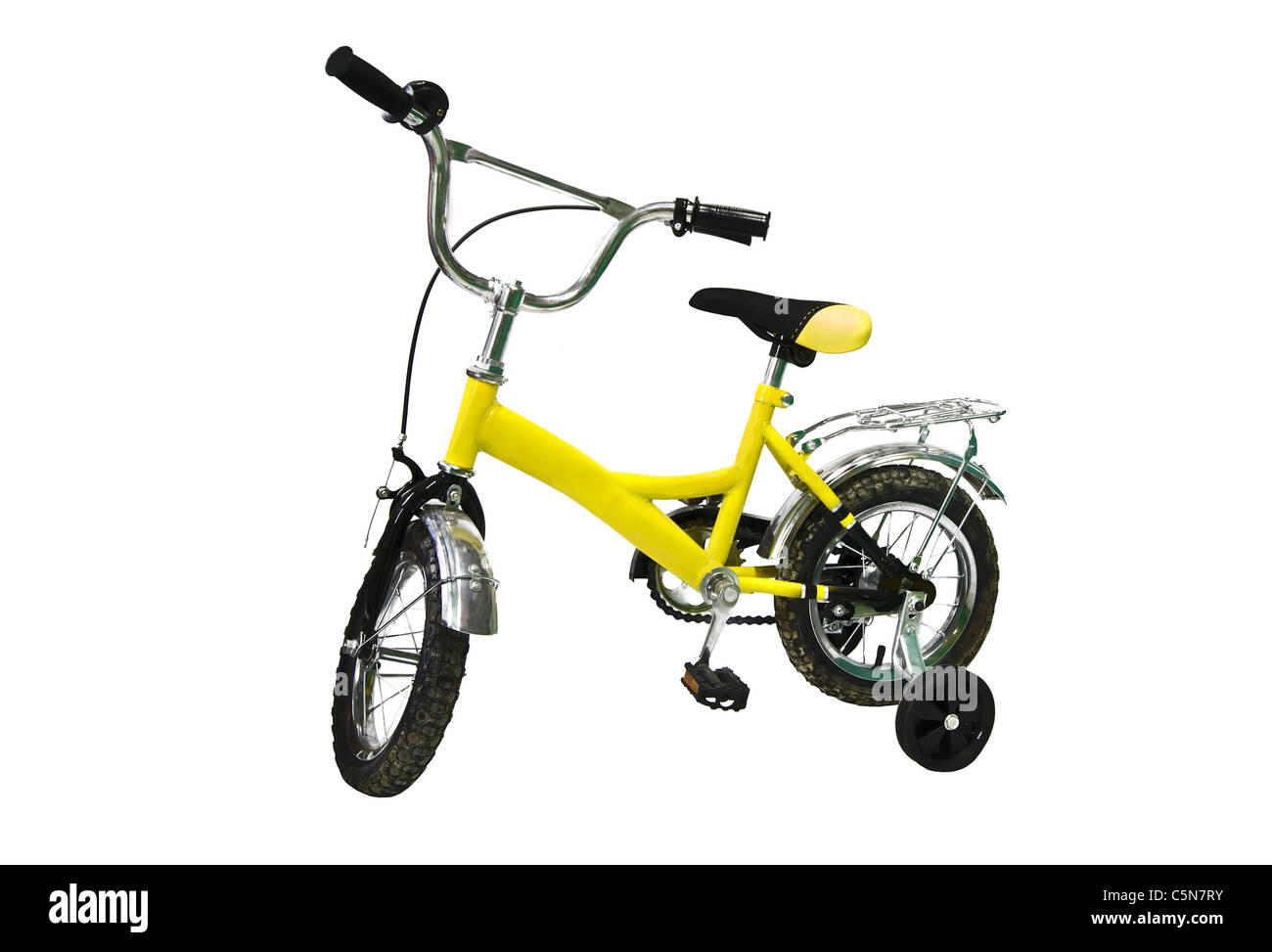 yellow bicycle is isolated on a white background Stock Photo - Alamy