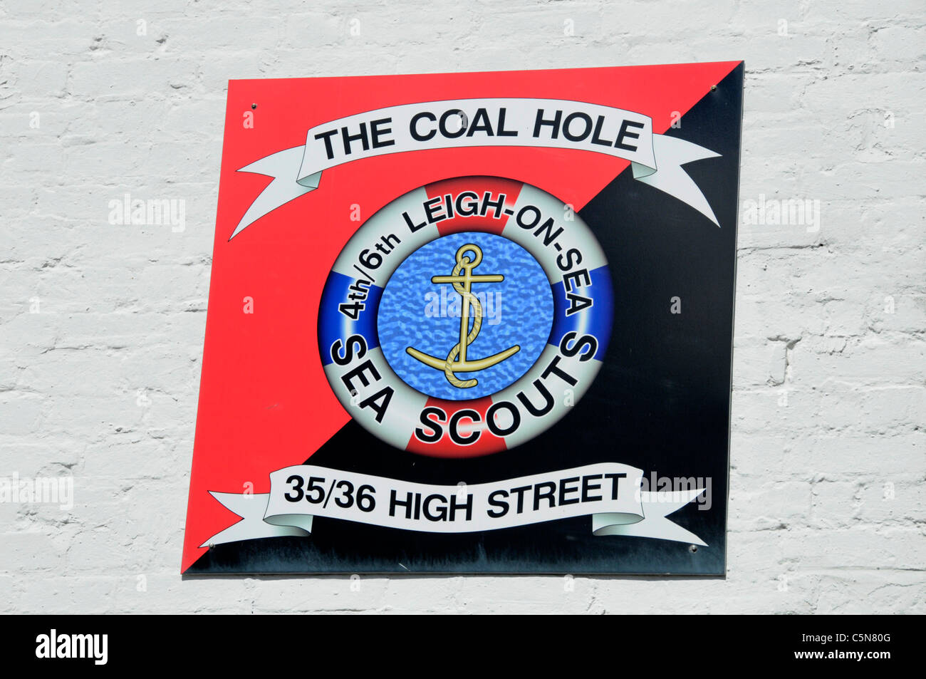 Sea Scouts sign on wall High Street Leigh on Sea Essex England UK Stock ...