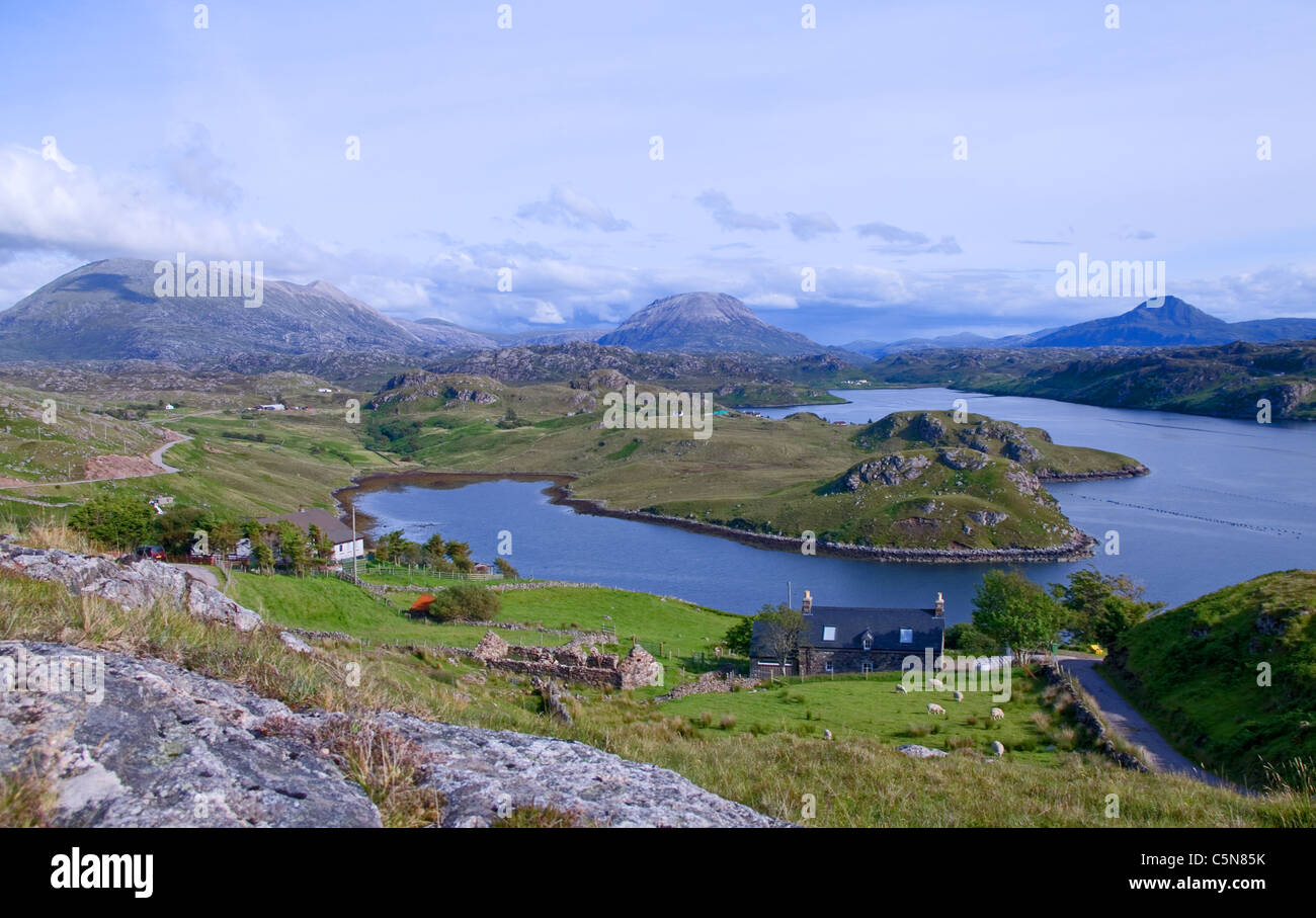 Loch Inchard seen from Badcall Inchard, near Kinlochbervie, with ...