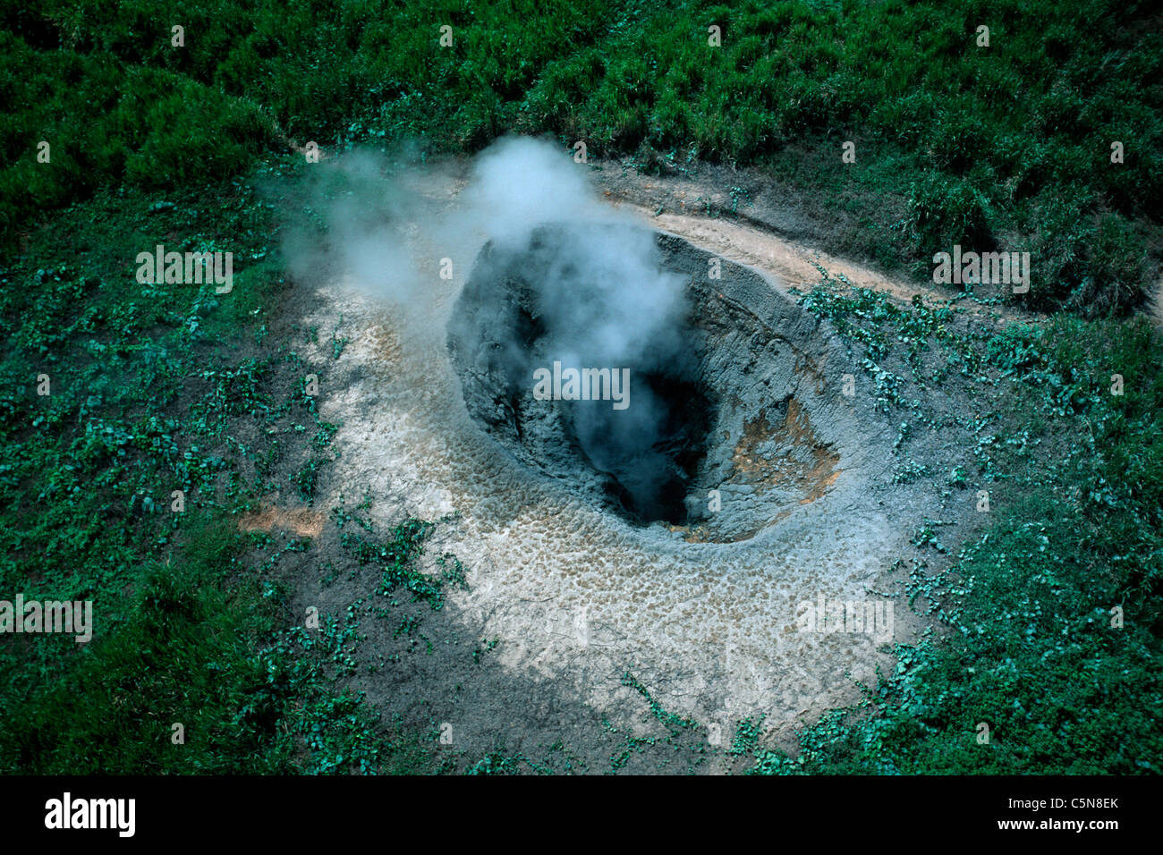 Aerial View of active Volcano, West New Britain, Papua New Guinea Stock ...