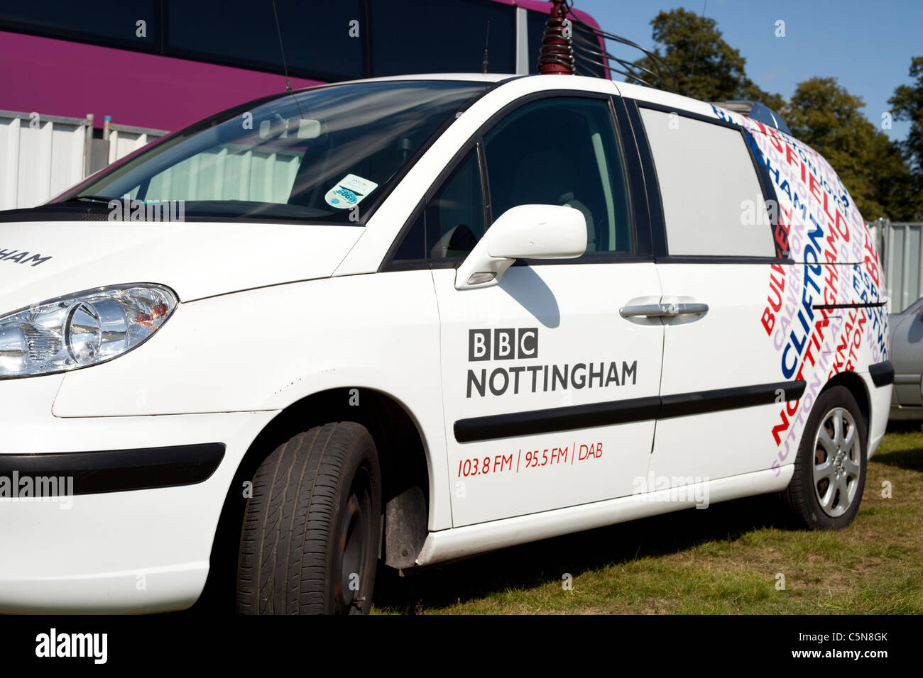 A BBC Radio Nottingham station van transmitting on location in ...