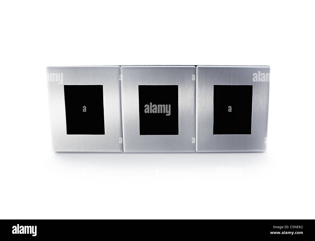 Metallic modern triplex picture frame isolated on white background ...