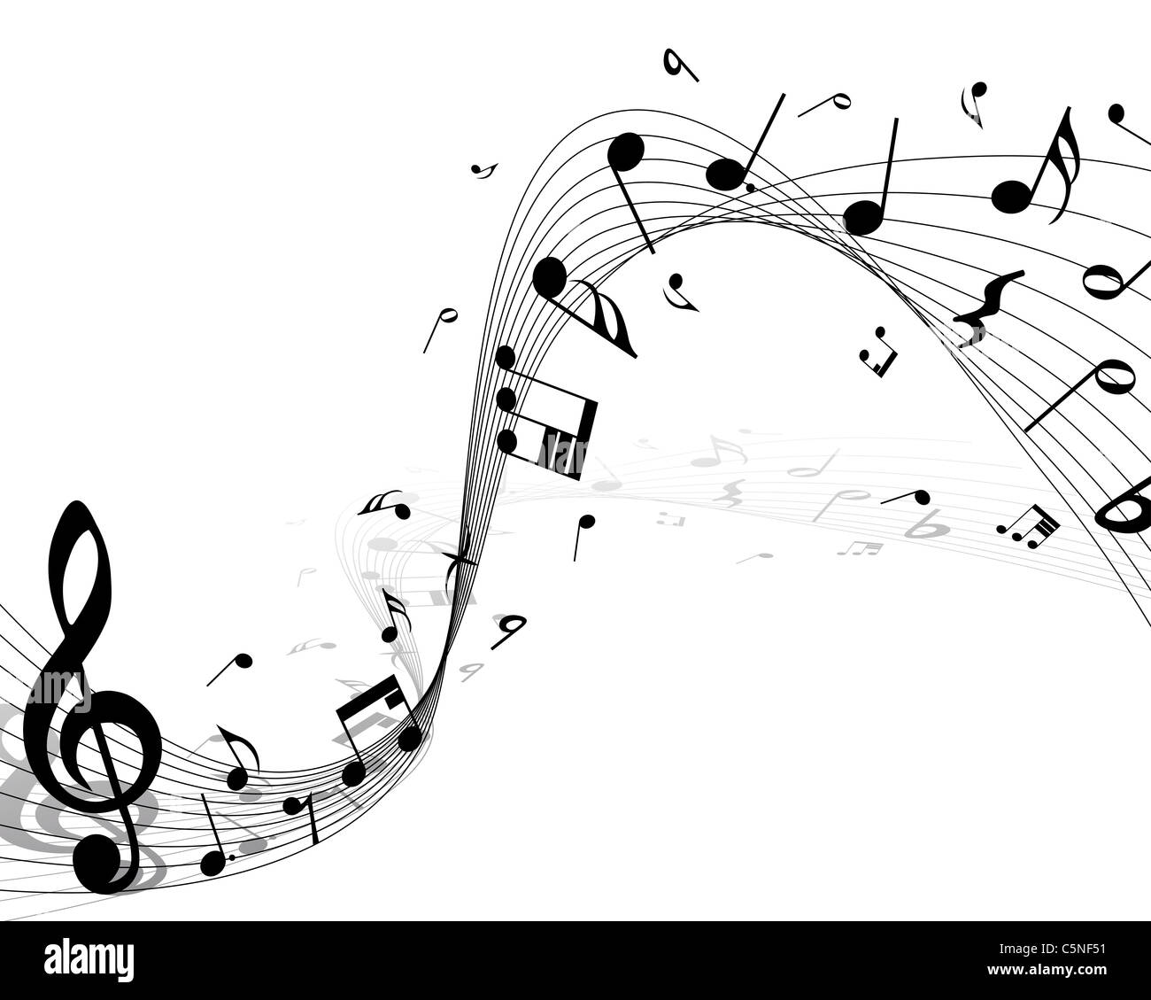 Vector musical notes staff background for design use Stock Photo - Alamy