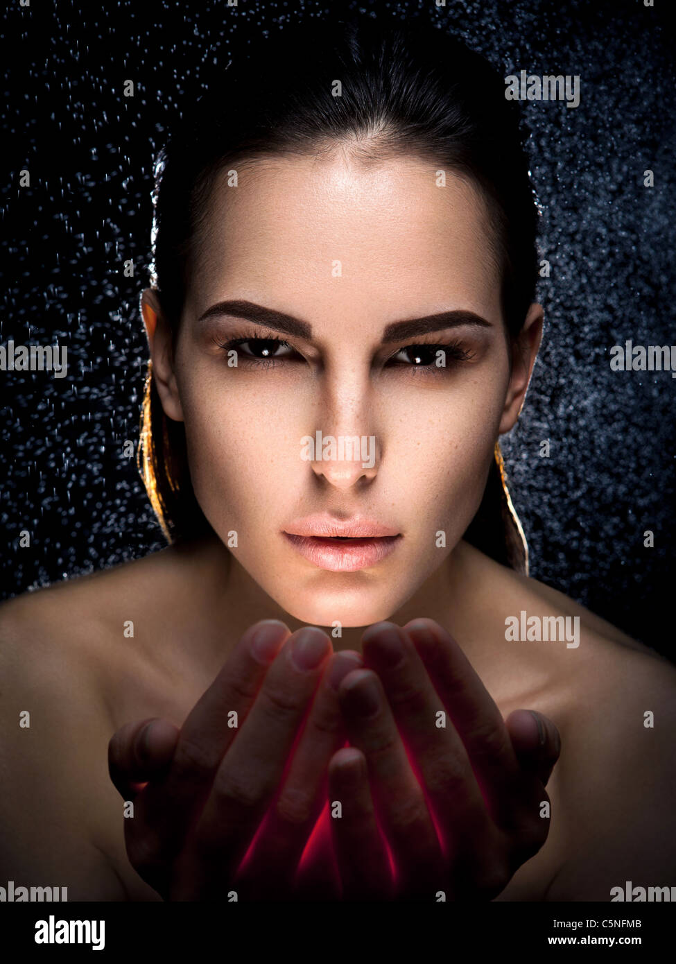 Mystical beauty portrait of a young woman Stock Photo - Alamy