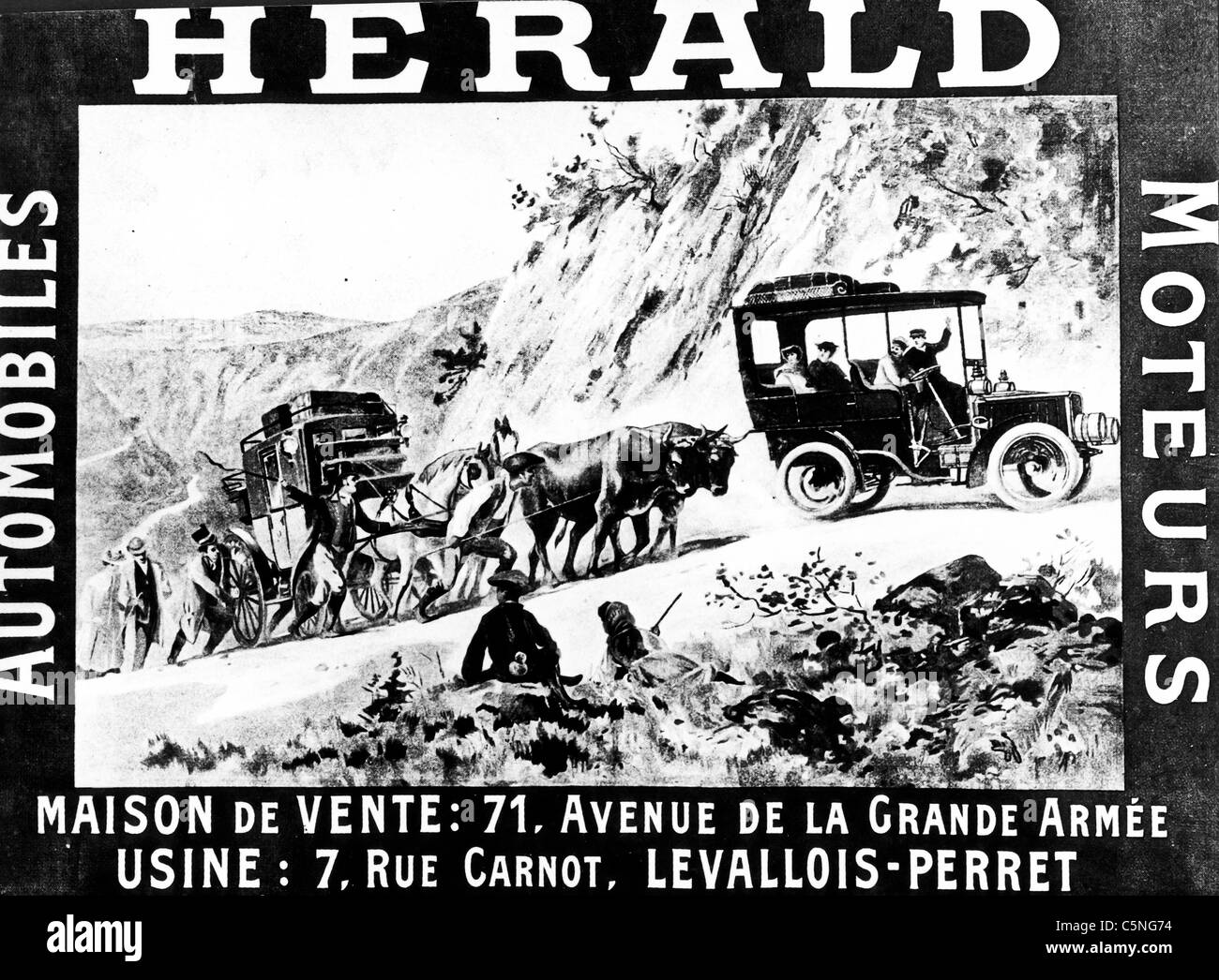 The first advertising of cars, France, 1900 Stock Photo - Alamy