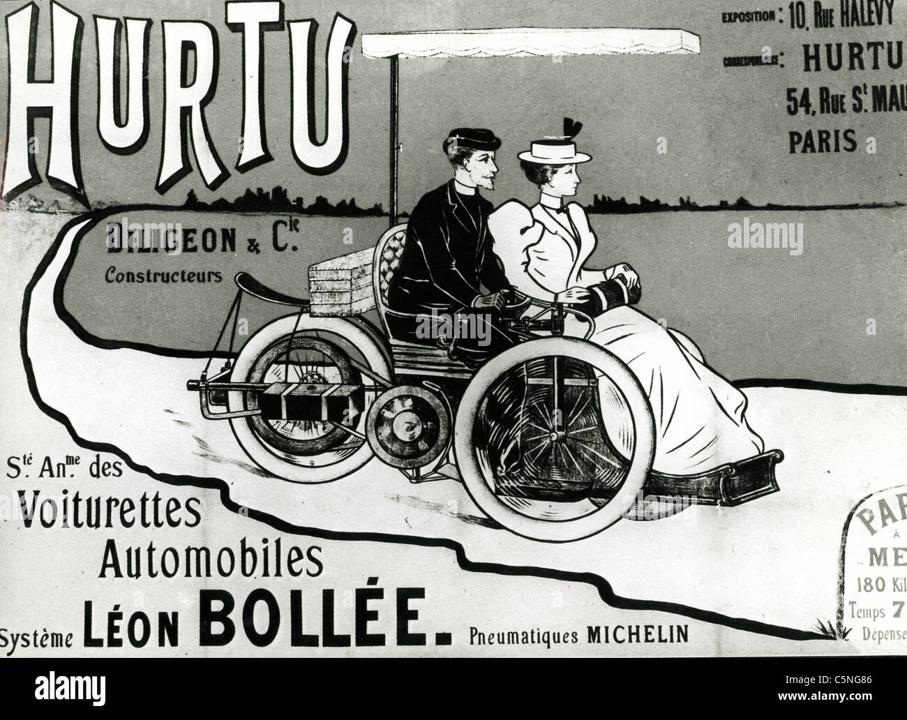 The first advertising of cars, France, 1900 Stock Photo - Alamy