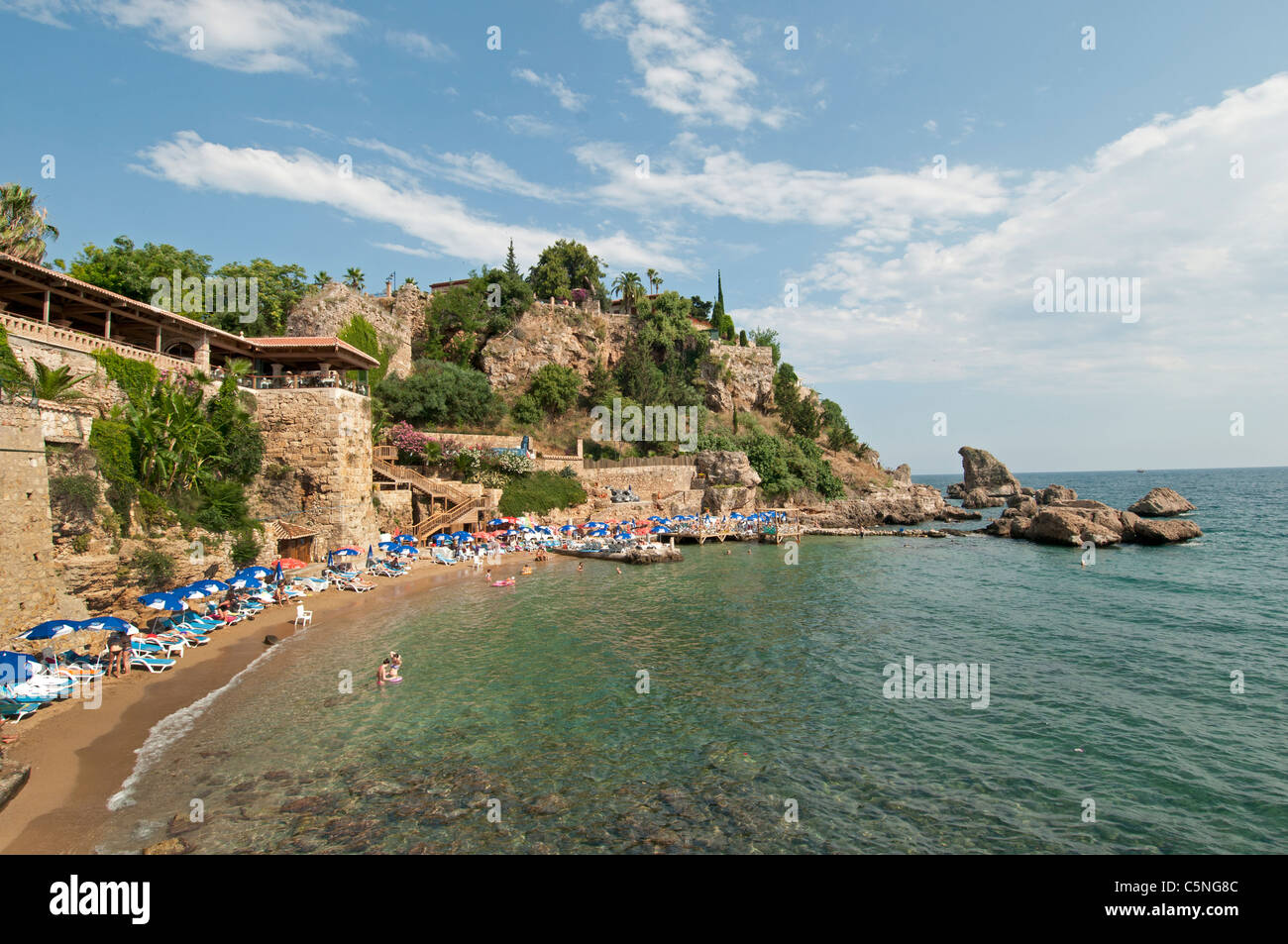 Antalya Turkey old City Town Beach Sea Shore near old Port Stock Photo ...