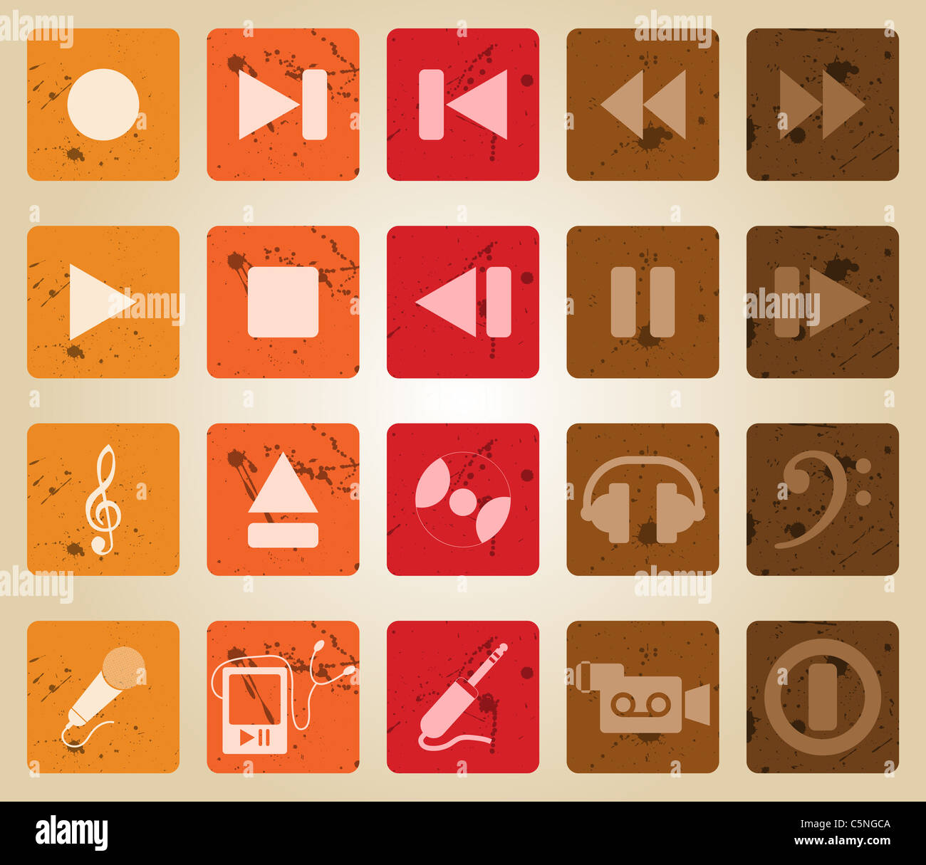 Vector collection of different music themes icons. Retro style Stock ...