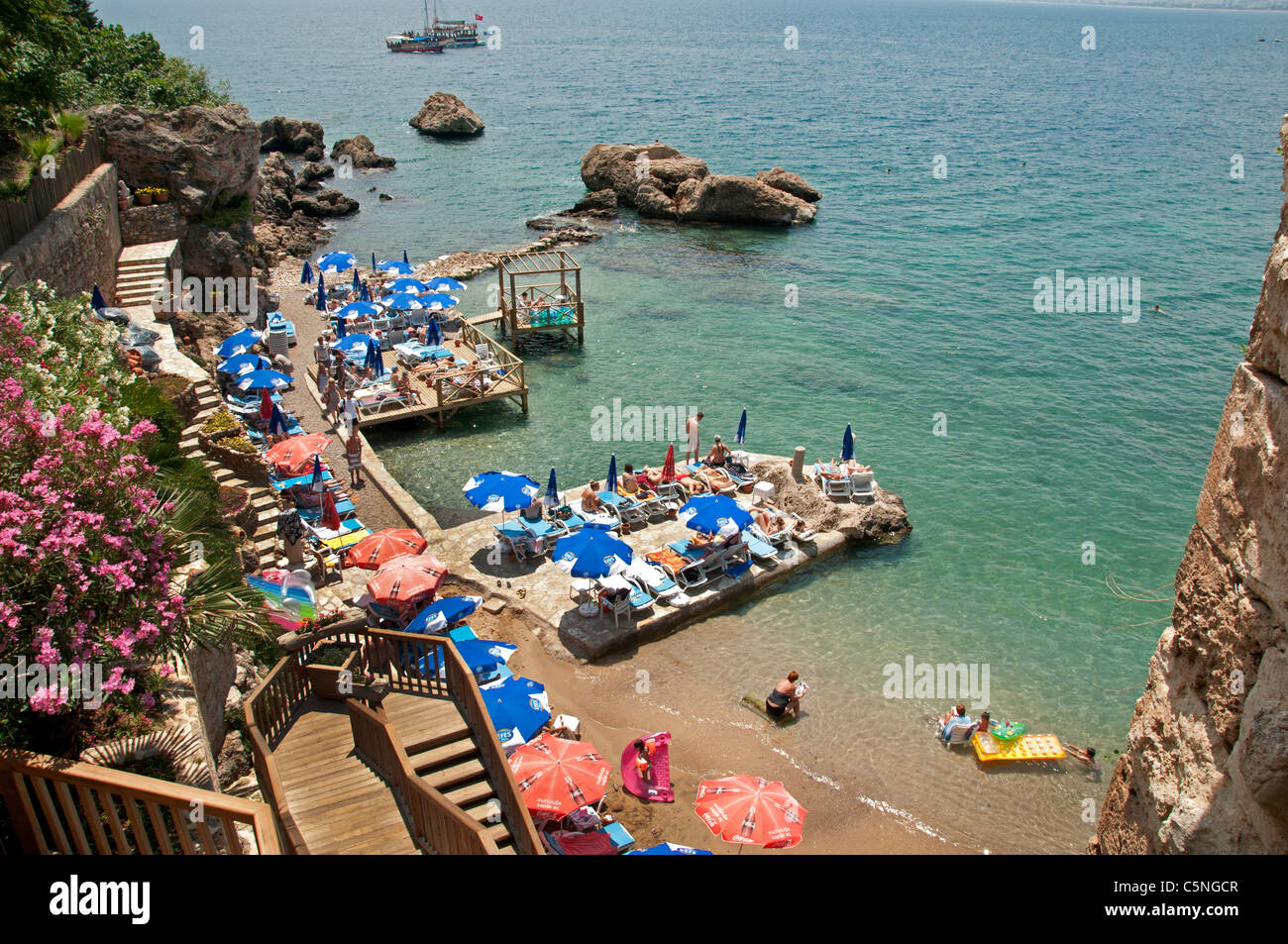 Antalya Turkey old City Town Beach Sea Shore near old Port Stock Photo ...