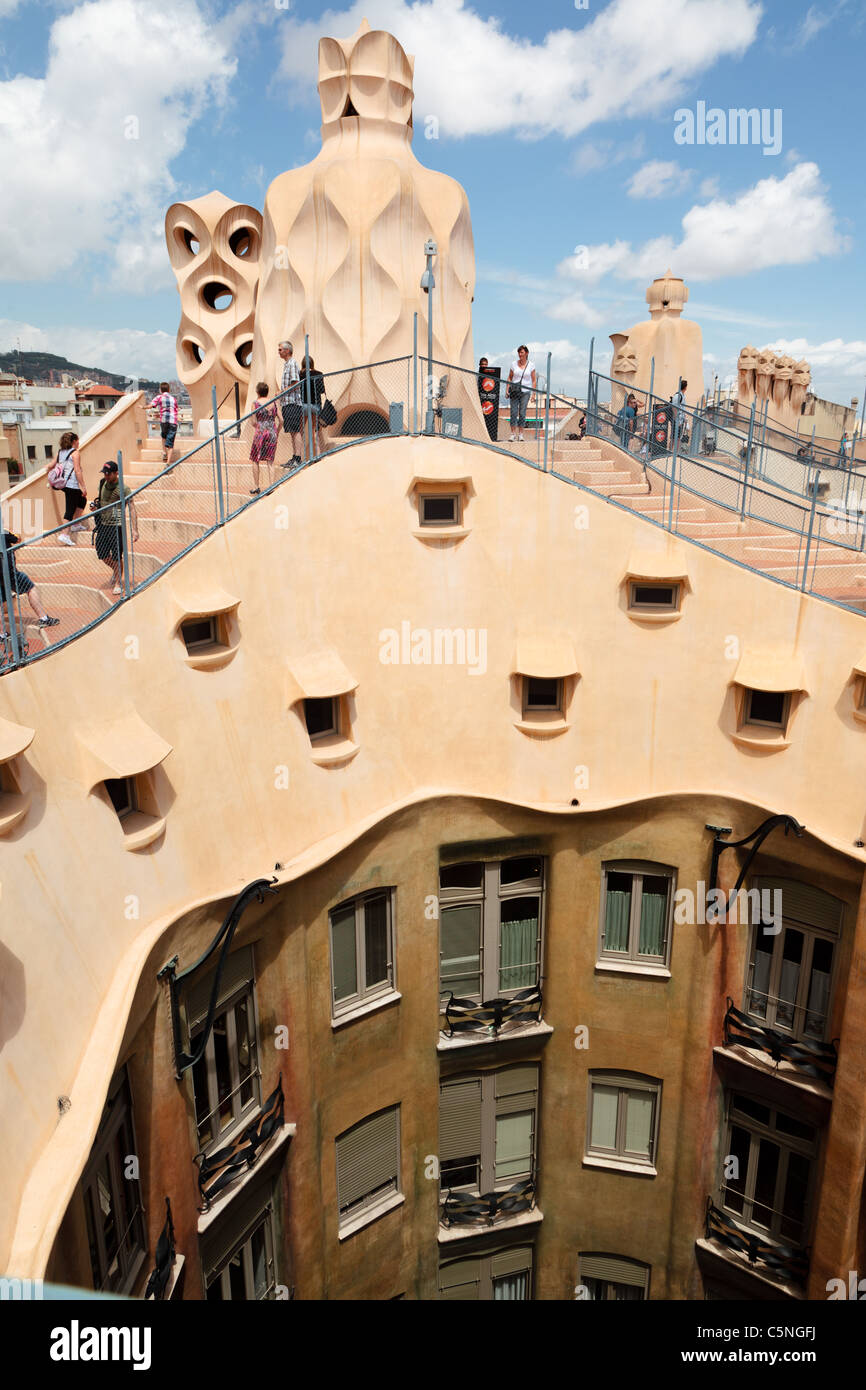 Casa mila roof architecture in barcelona hi-res stock photography and ...