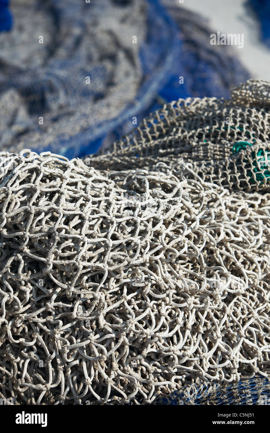 Close-up commercial fishing netting and ropes Stock Photo - Alamy