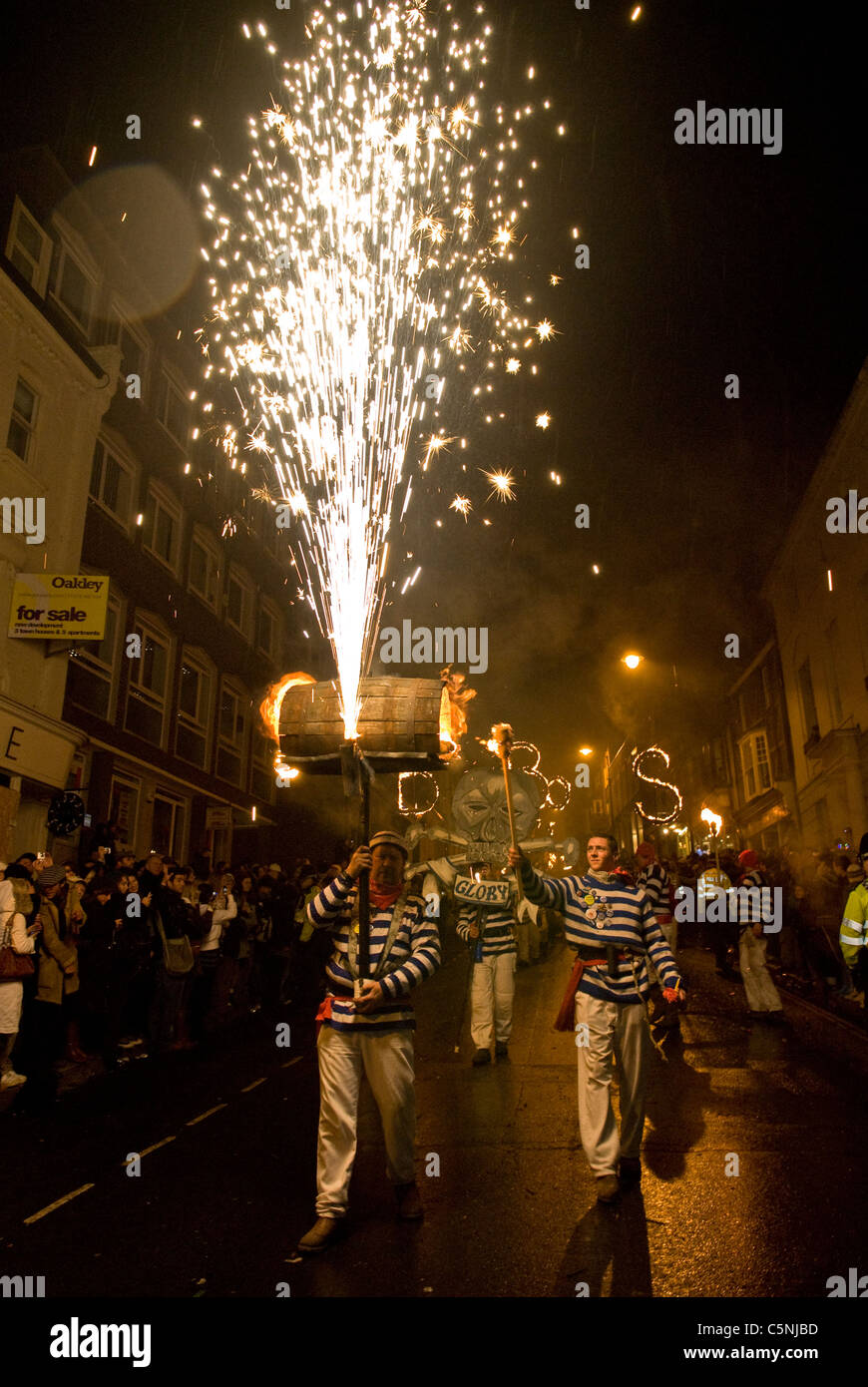 The annual bonfire night parade held in Lewes, East Sussex. The ...