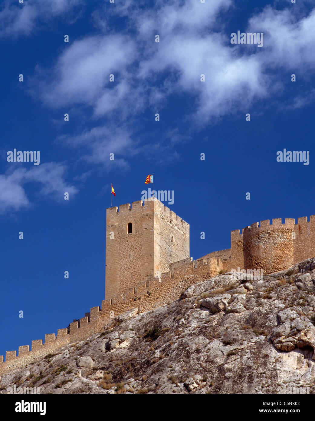 The castle above the town of Sax, Alicante Province, Spain Stock Photo ...