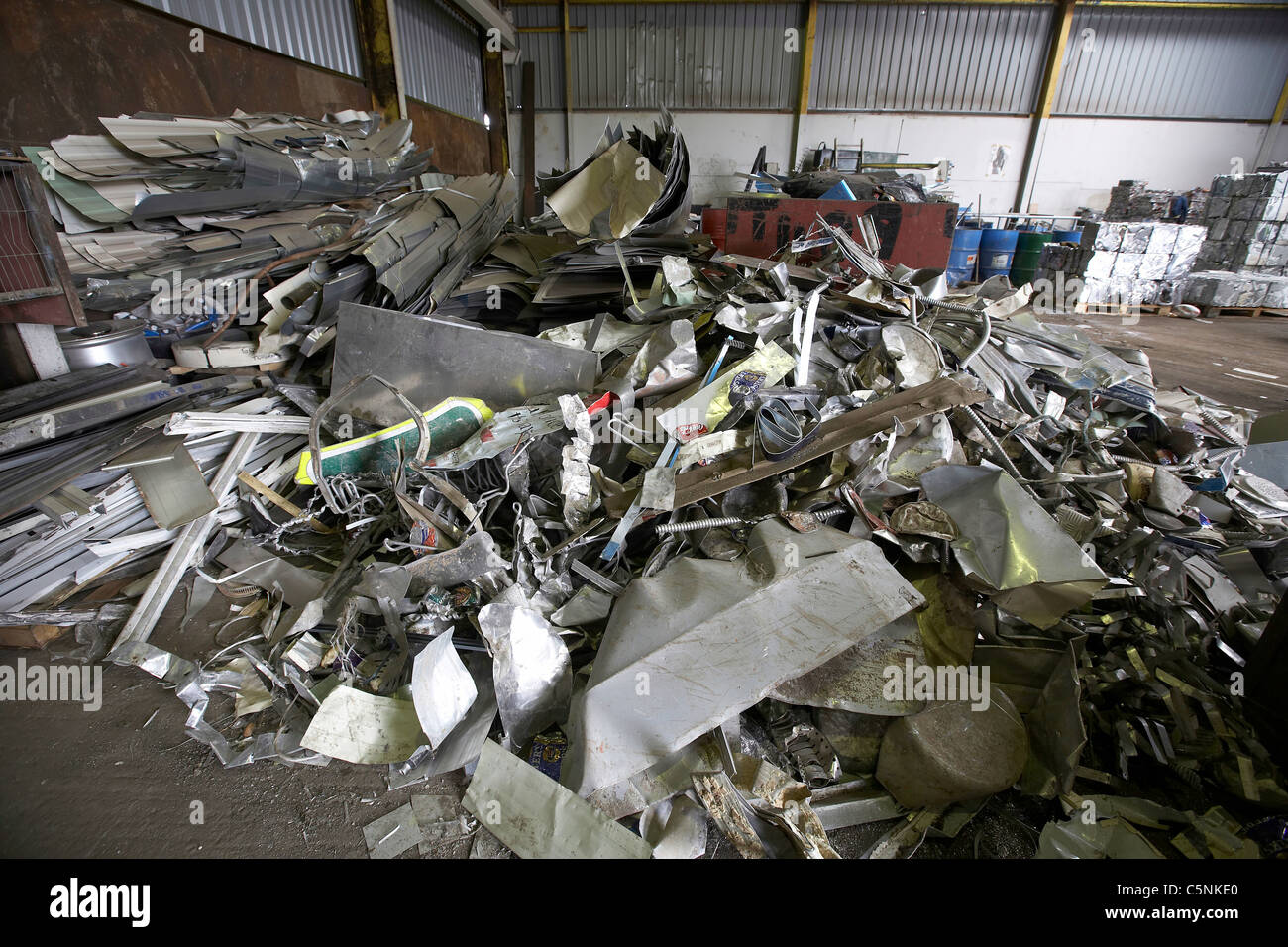 Pile of scrap aluminium metal ready for recycling in a scrapyard, uk ...