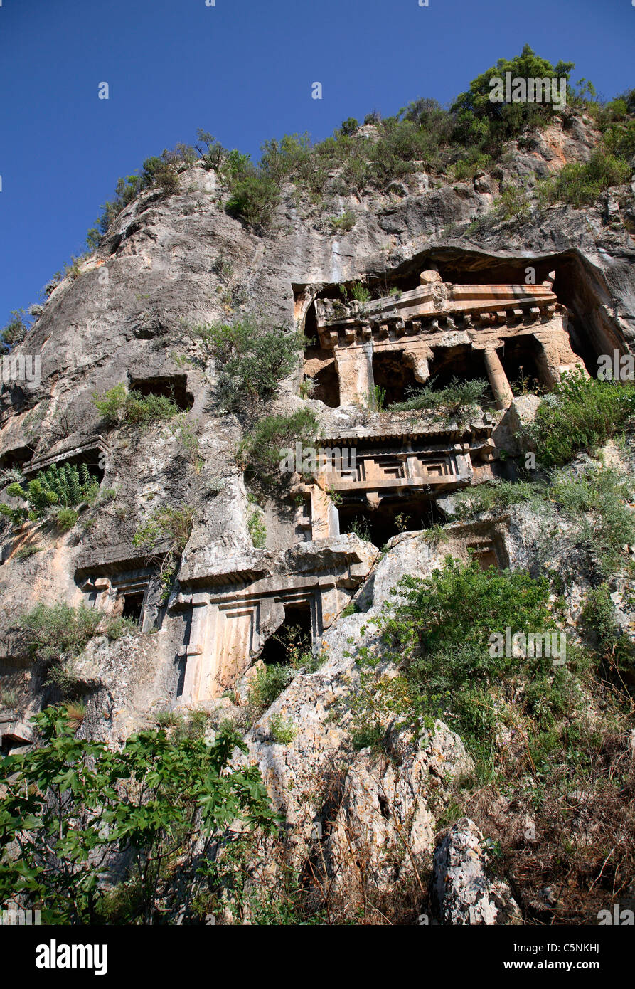 Turkey Fethiye Lycian rock tombs Stock Photo - Alamy