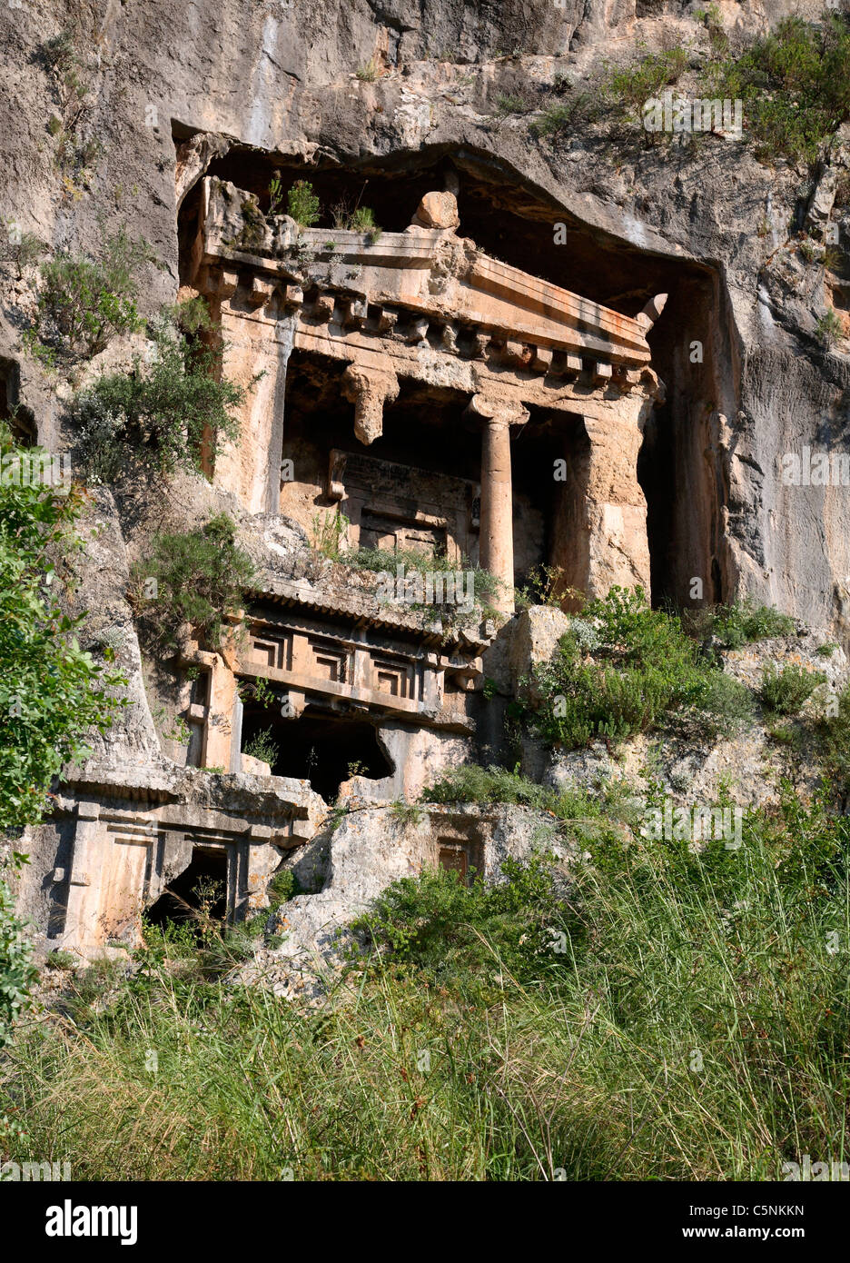 Turkey Fethiye Lycian rock tombs Stock Photo - Alamy
