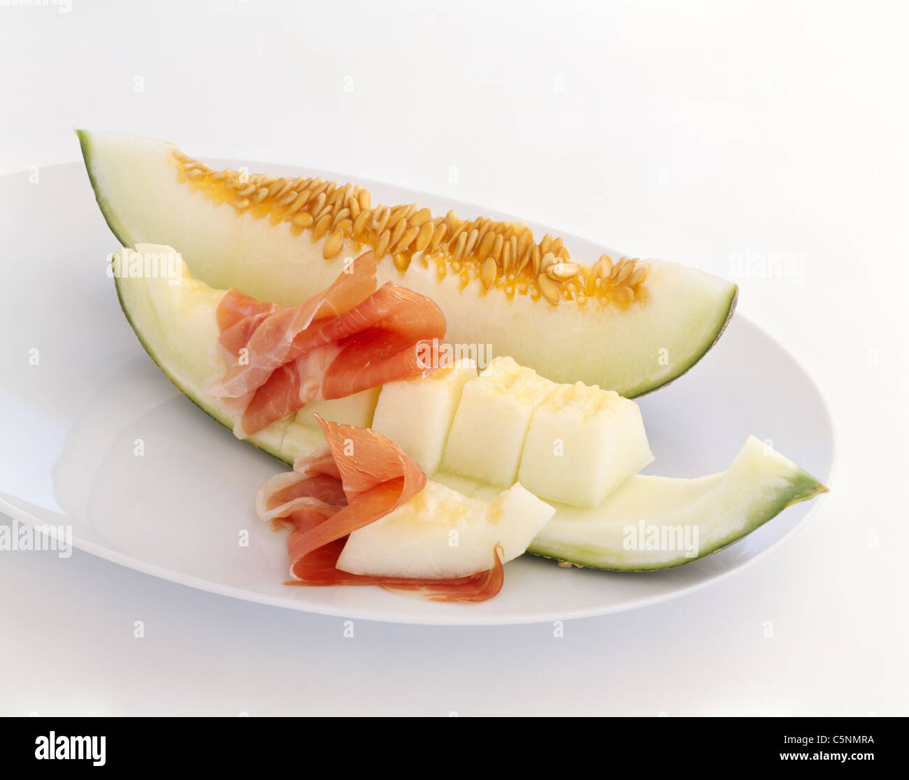 Melon with parma ham Stock Photo - Alamy