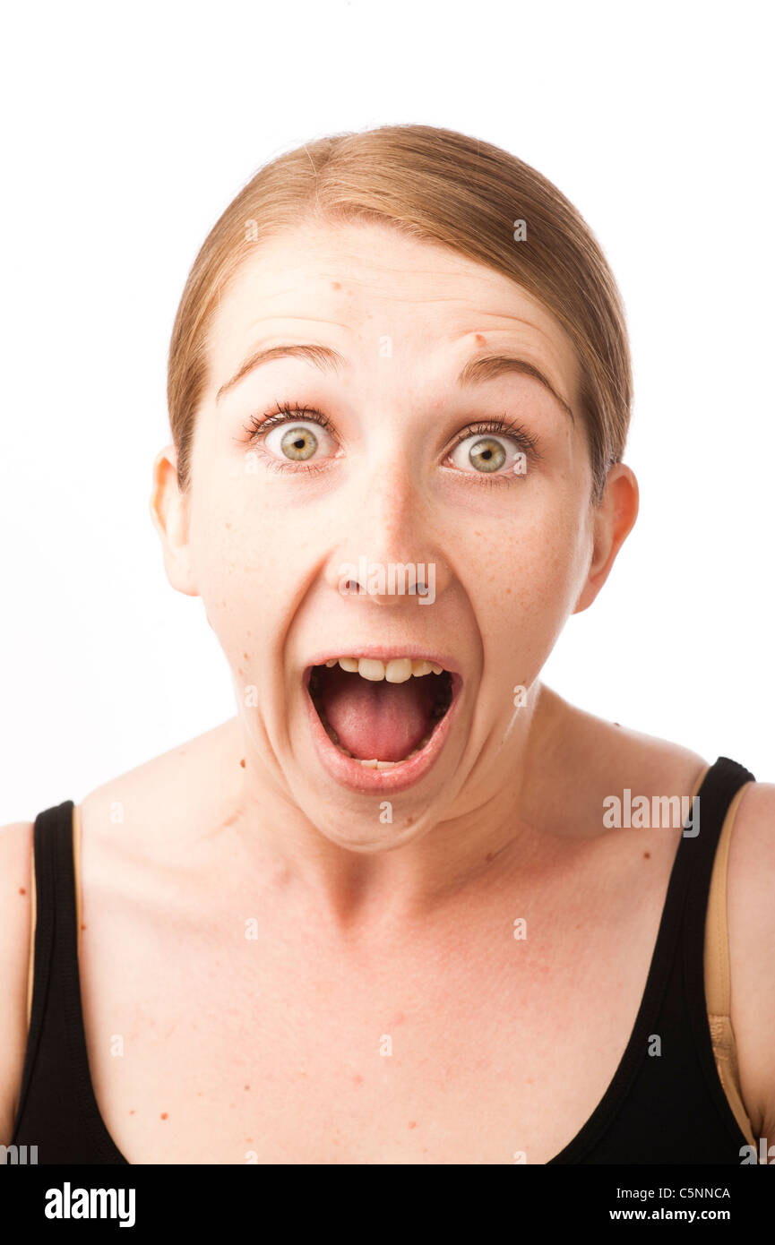 a young caucasian woman shouting, yelling, screaming Stock Photo - Alamy