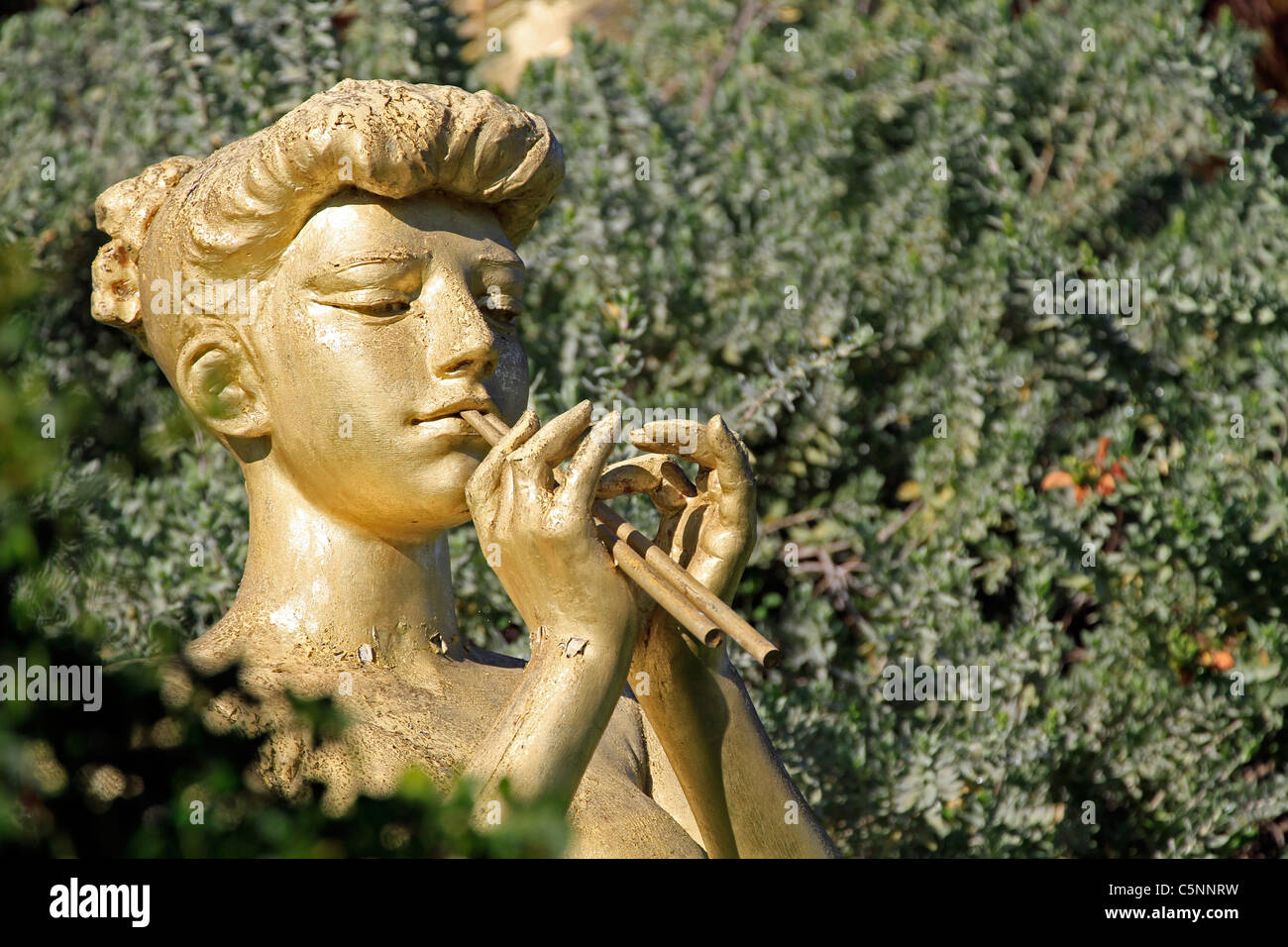 Golden statue of one of the nine muses in the garden at Spier estate ...