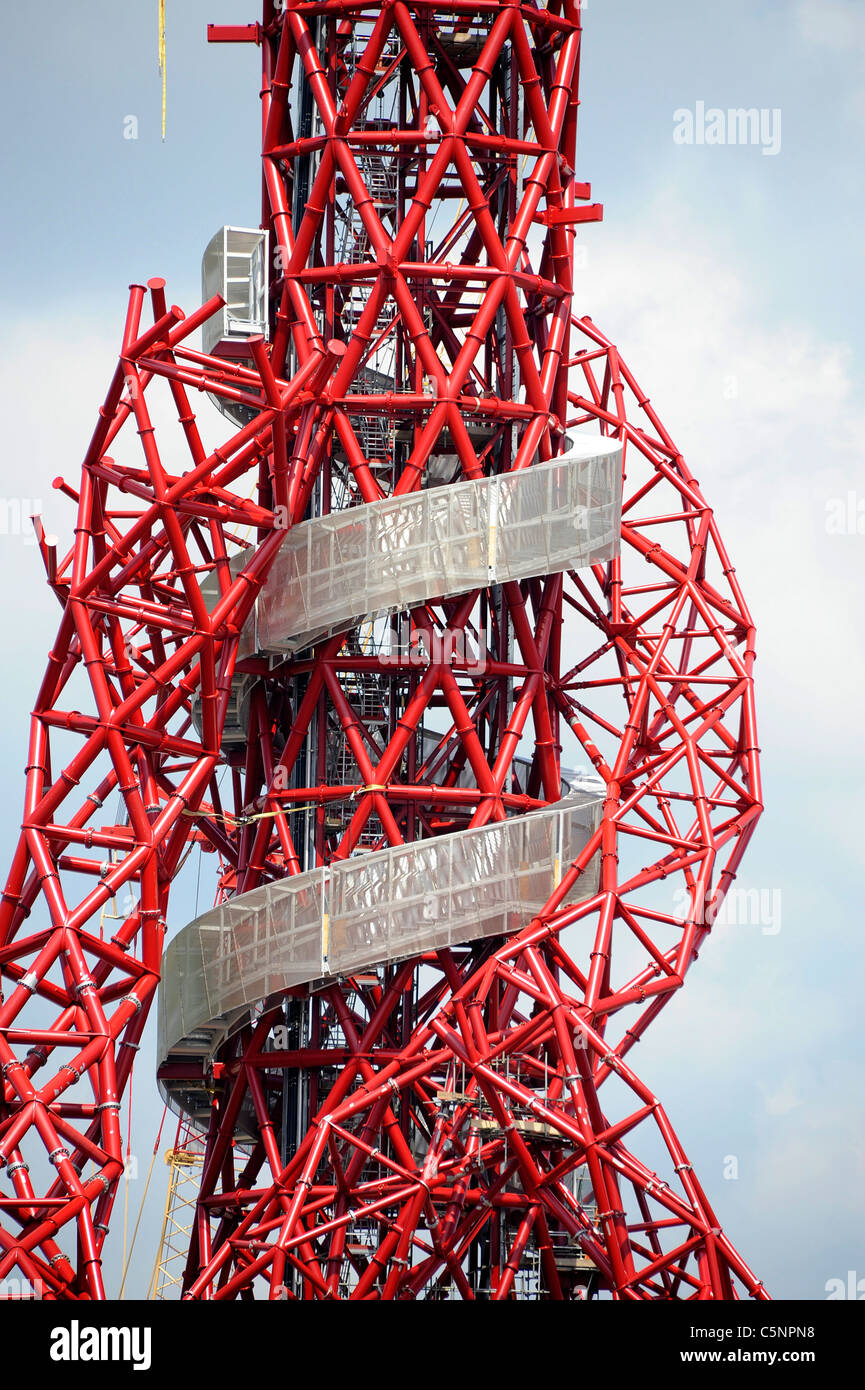 Close up of a section of Anish Kapoor's sculpture The Arcel Mittal Orbi ...