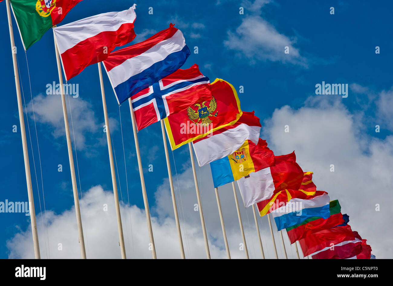 International flags blowing in the wind Stock Photo - Alamy