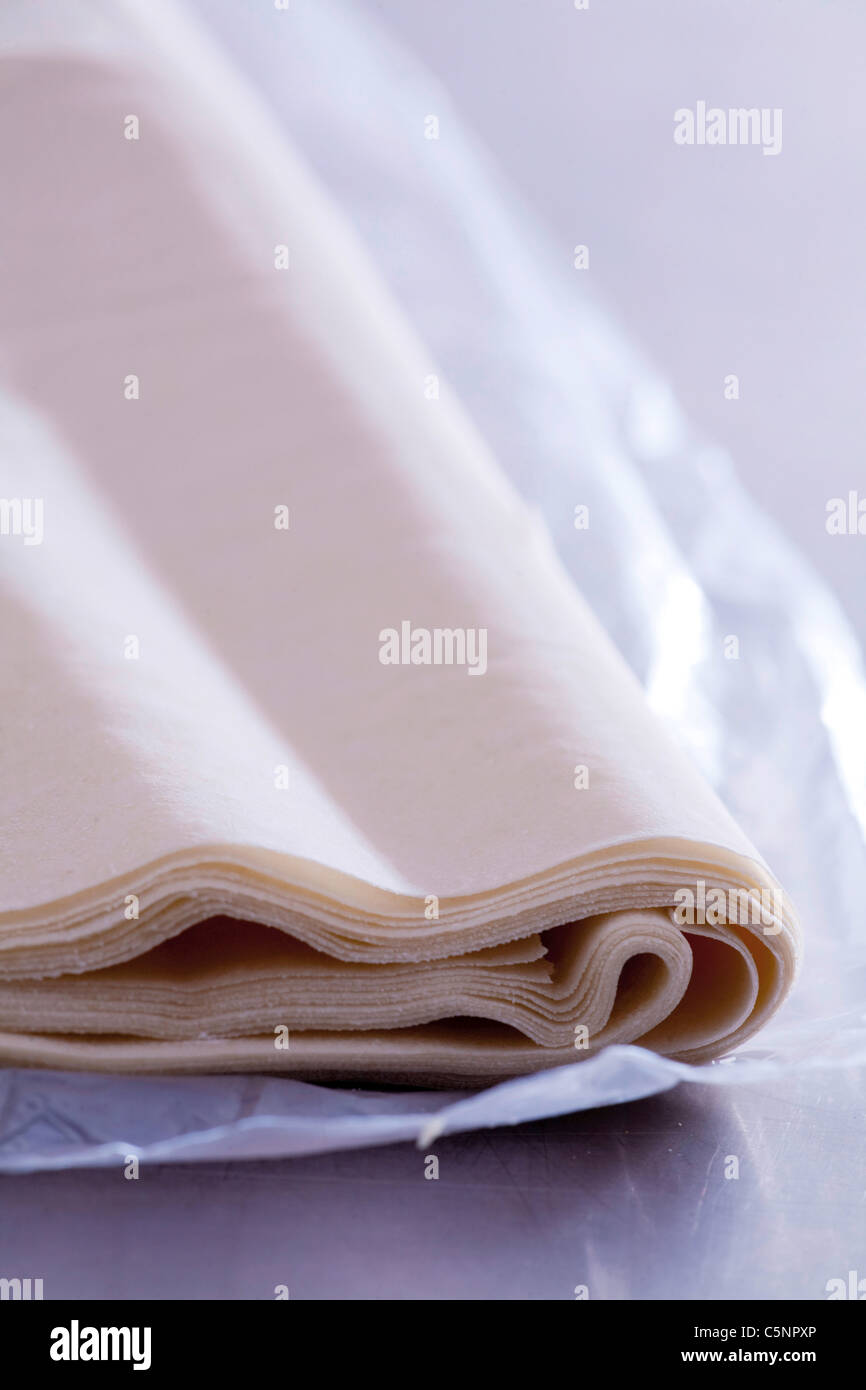 Raw filo pastry Stock Photo - Alamy