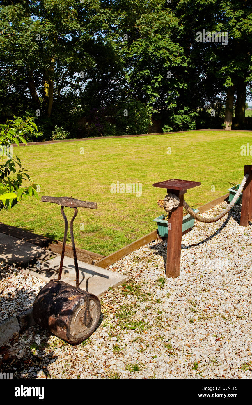 A bowling green with a roller Stock Photo - Alamy