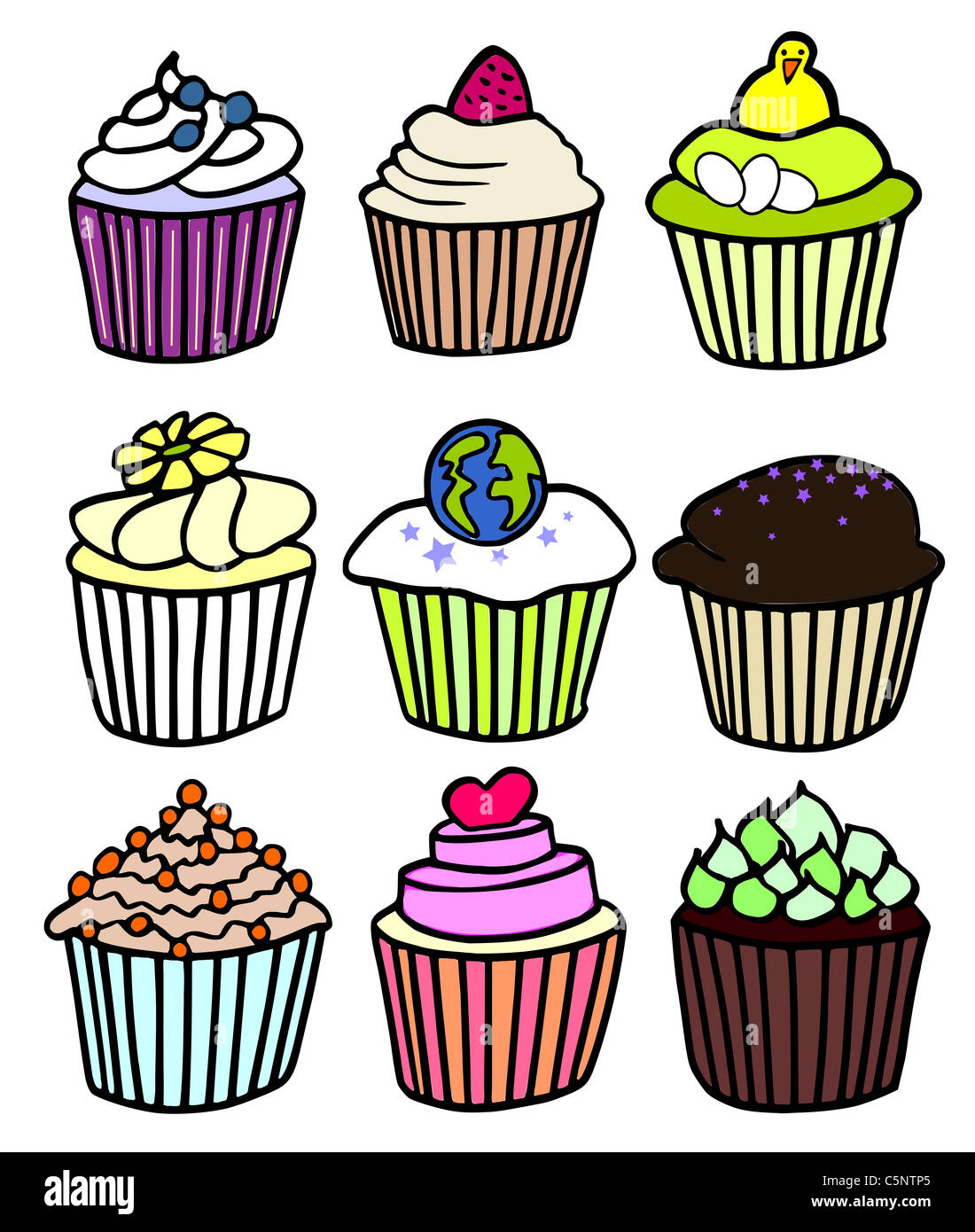 Nine colourful cupcakes for inspiration Stock Photo - Alamy