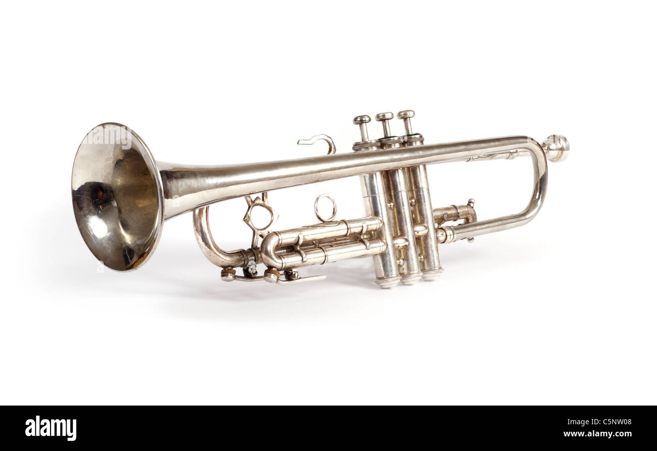 old trumpet, photo on the white background Stock Photo - Alamy