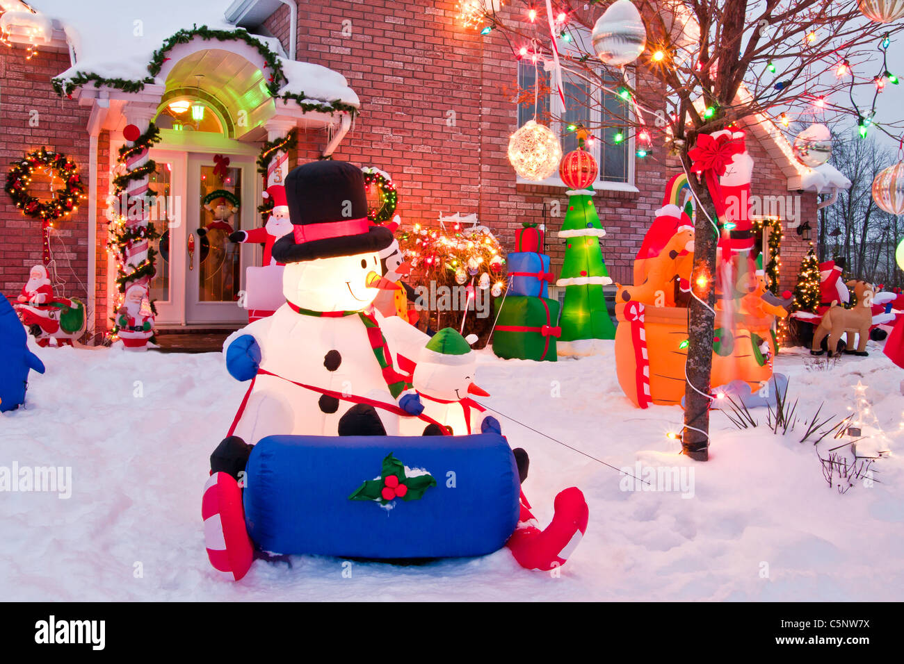 Canadian house decorated christmas lights hi-res stock photography and ...