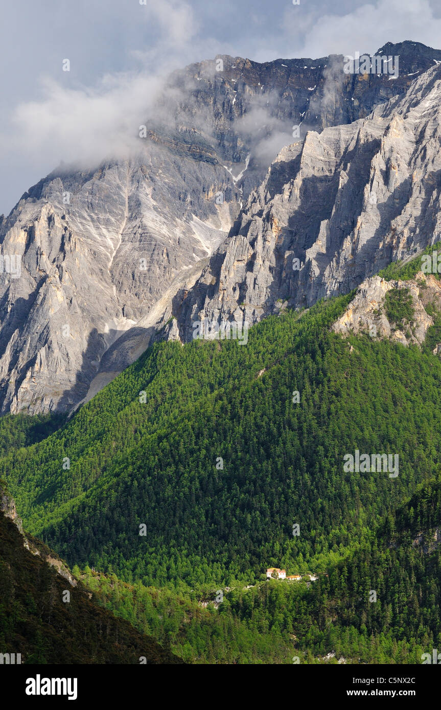 Chonggu Monastery (elevation 3880 m) nested in the sacred mountains ...
