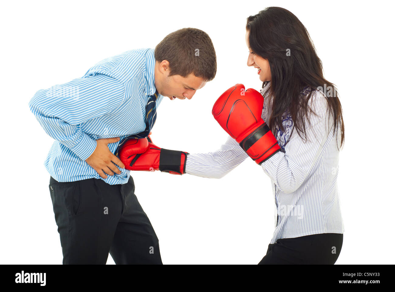 Woman Punching Man In Stomach
