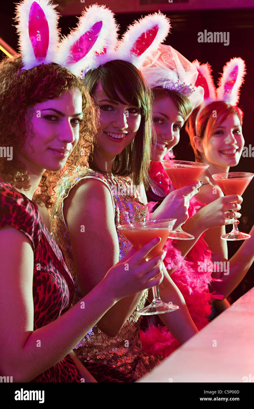 Four young women on hen night Stock Photo - Alamy