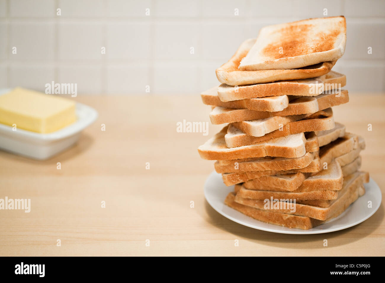 Stack of toast Stock Photo - Alamy