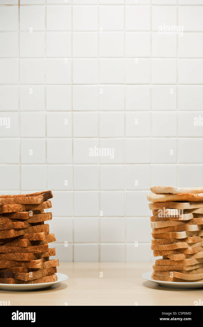 Stack of toast Stock Photo - Alamy