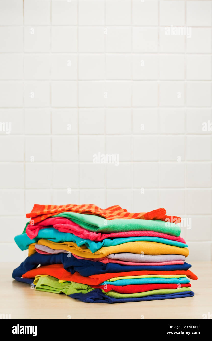 Pile of clean laundry Stock Photo - Alamy