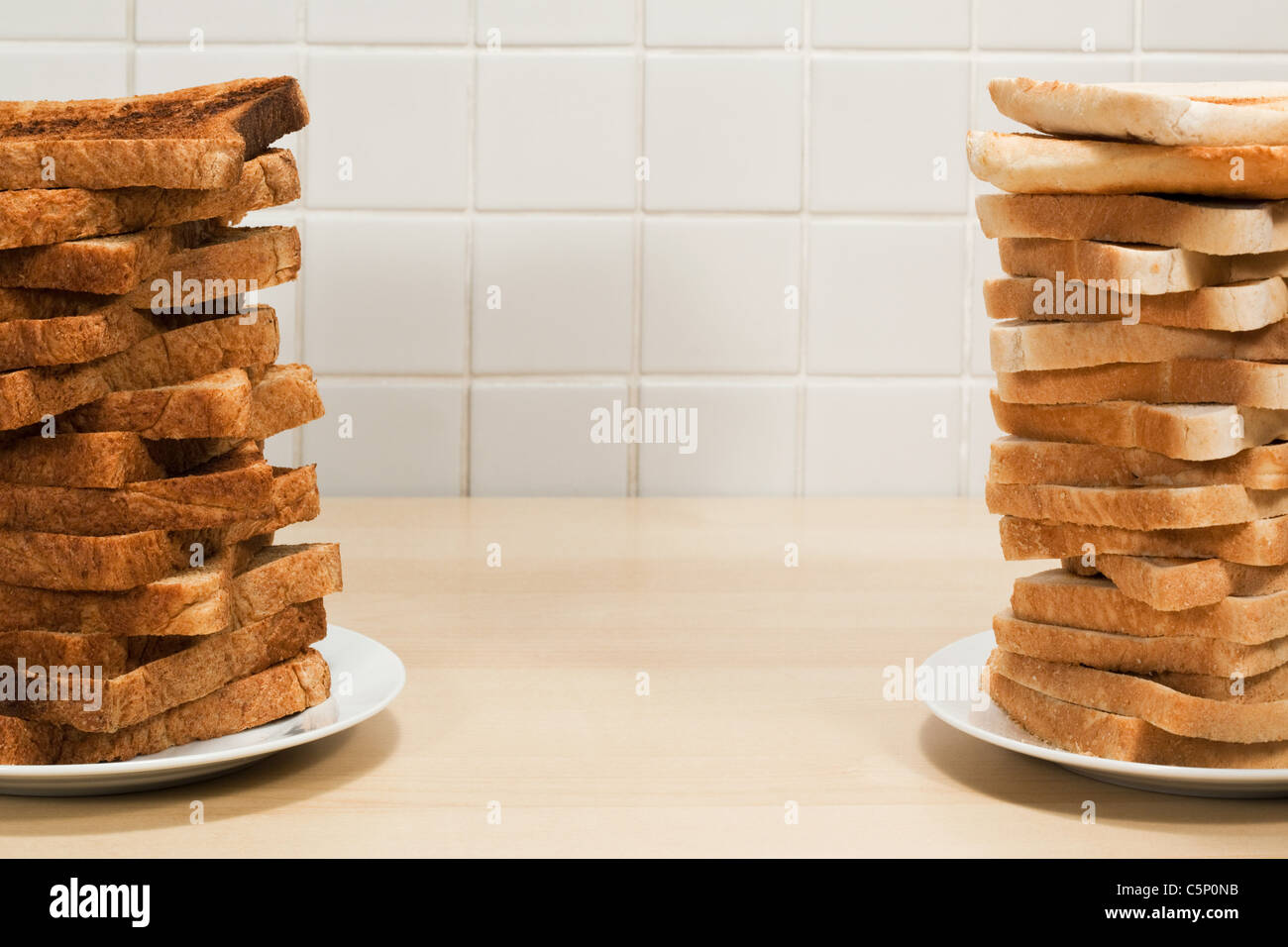 Stack of toast Stock Photo - Alamy